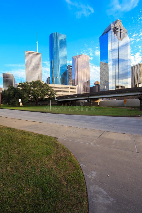 Houston Texas Skyline with Modern Skyscrapers and Blue Sky View Stock ...
