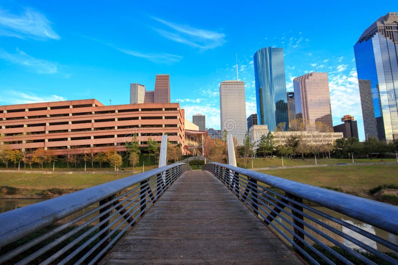 Houston Texas Skyline with Modern Skyscrapers and Blue Sky View Stock ...