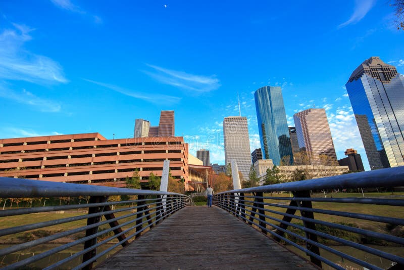 Houston Texas Skyline with Modern Skyscrapers and Blue Sky View Stock ...