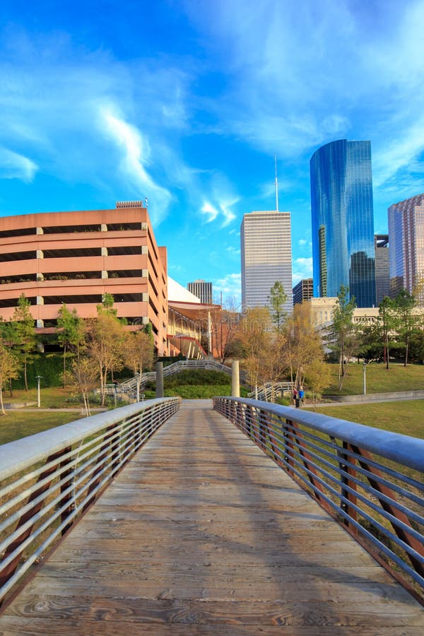 Houston Texas Skyline with Modern Skyscrapers and Blue Sky View Stock ...