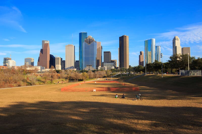 Houston Texas Skyline with Modern Skyscrapers and Blue Sky View Stock ...