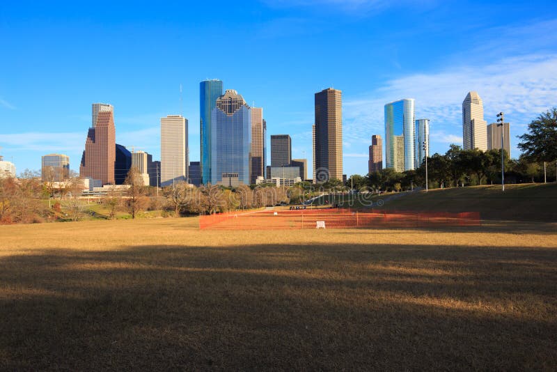 Houston Texas Skyline with Modern Skyscrapers and Blue Sky View Stock ...