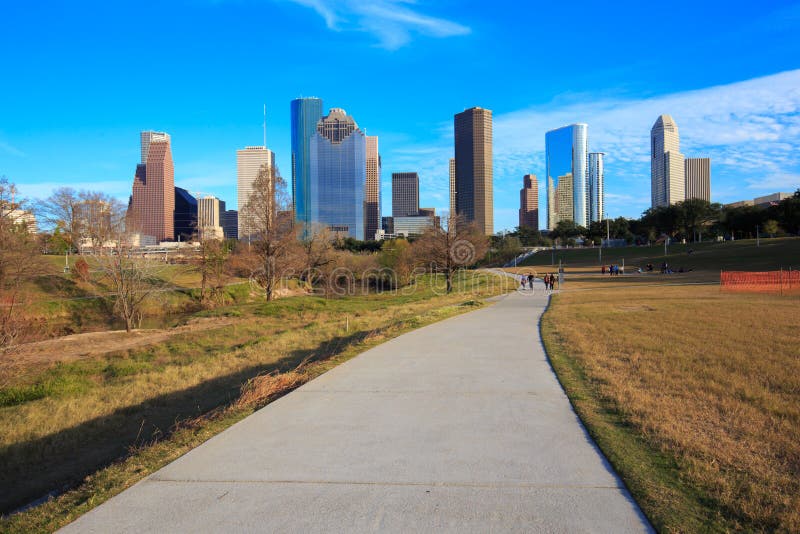Houston Texas Skyline with Modern Skyscrapers and Blue Sky View Stock ...