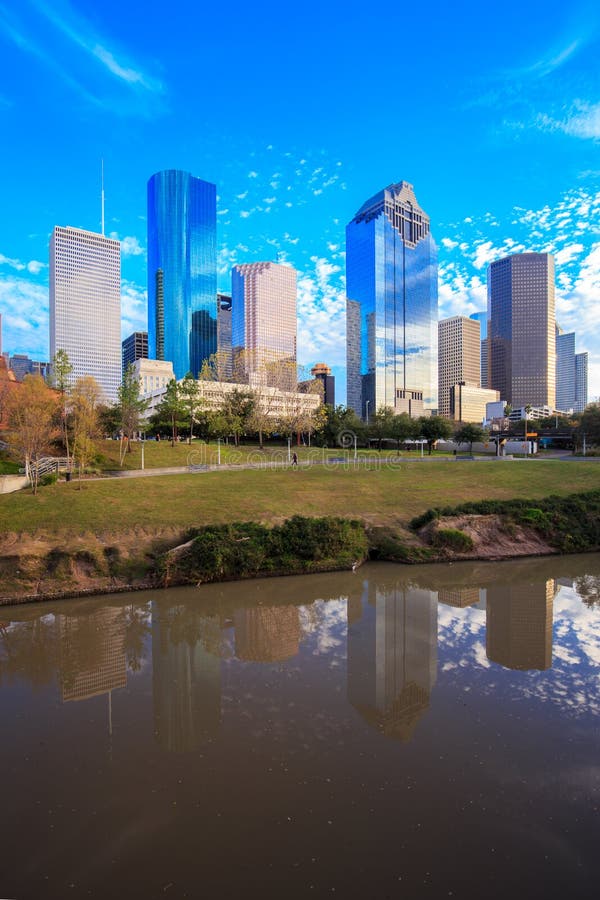 Houston Texas Skyline with Modern Skyscrapers and Blue Sky View Stock ...
