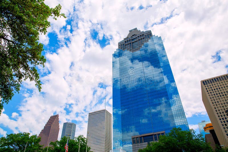 Houston Texas Skyline with Skyscapers and Blue Sky Stock Image - Image ...