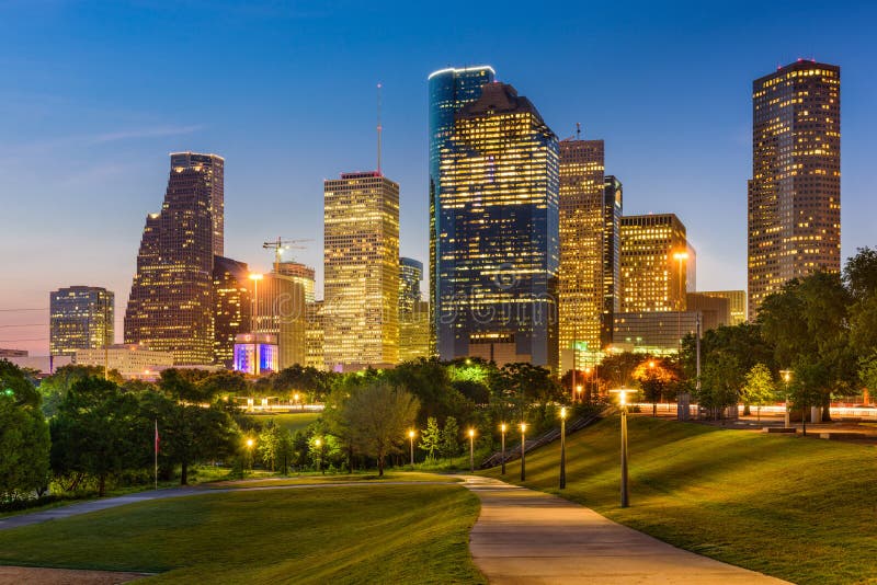 Houston Texas Skyline Y Parque Imagen de archivo - Imagen de eleanor ...
