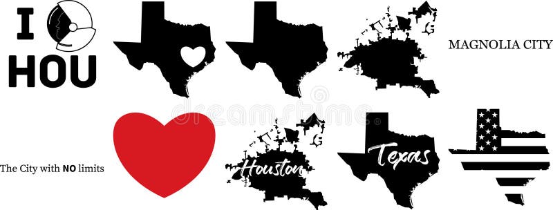 Houston Texas Vector Map with American Flag Stock Vector - Illustration ...
