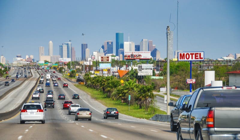 HOUSTON, TX - MARCH 2008: Interstate Traffic Towards Downtown Houston ...