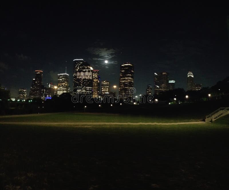 Houston, TX skyline stock image. Image of socker, night - 119903199