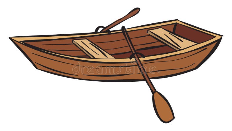 Een Houten Roeiboot, Vector of Kleurenillustratie Stock Illustratie ...