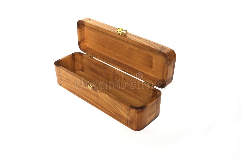 Open Houten Doos Met Scharnier Stock Afbeelding - Image of veilig, riem ...