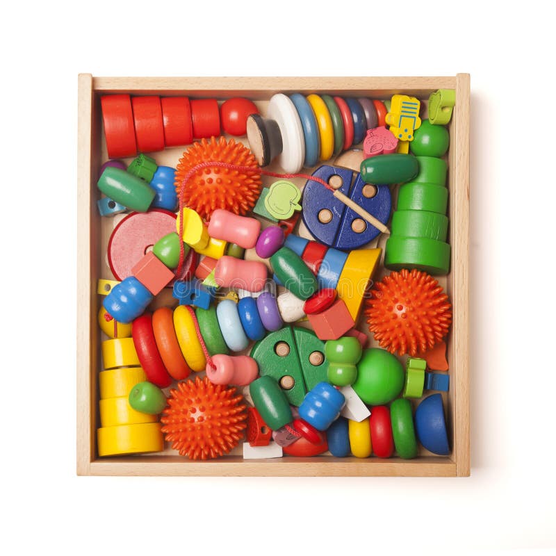 Houten Doos Met Vele Blokken Stock Afbeelding - Image of baby ...