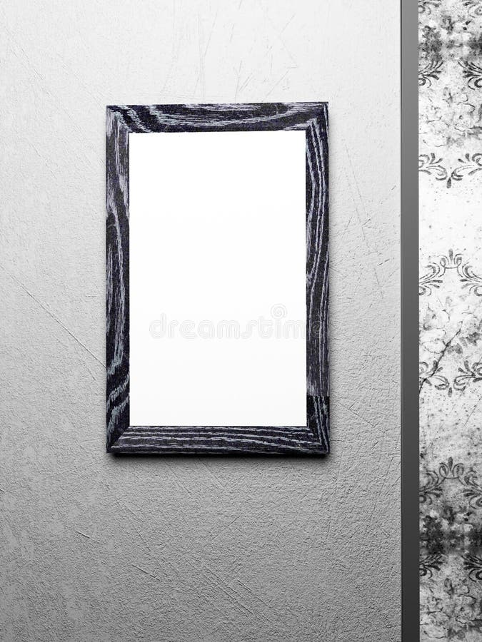Houten frame op de muur stock illustratie. Illustration of grunge ...