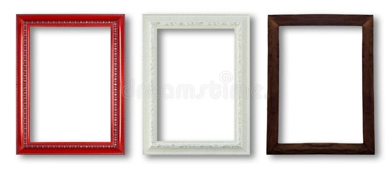 Houten Kader En Wit Kader En Rode Kader Op Witte Achtergrond Stock ...