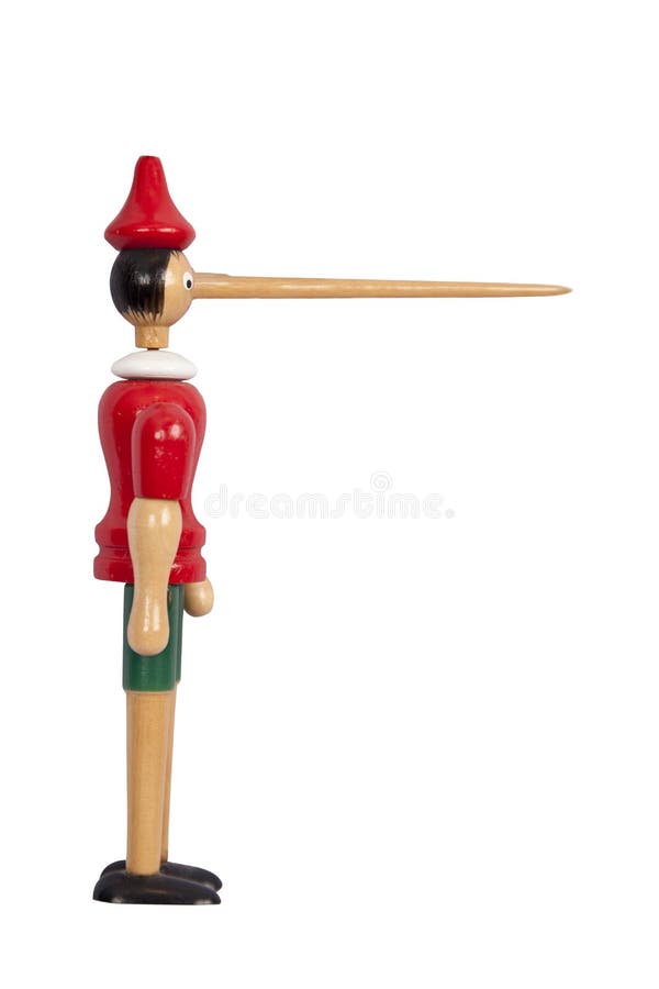 Houten Pop Pinocchio Met Lange Neus Stock Afbeelding - Image of neus ...