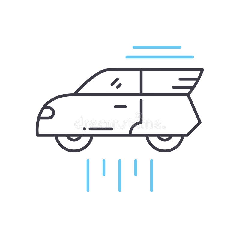 Hover Car Line Icon, Outline Symbol, Vector Illustration, Concept Sign ...