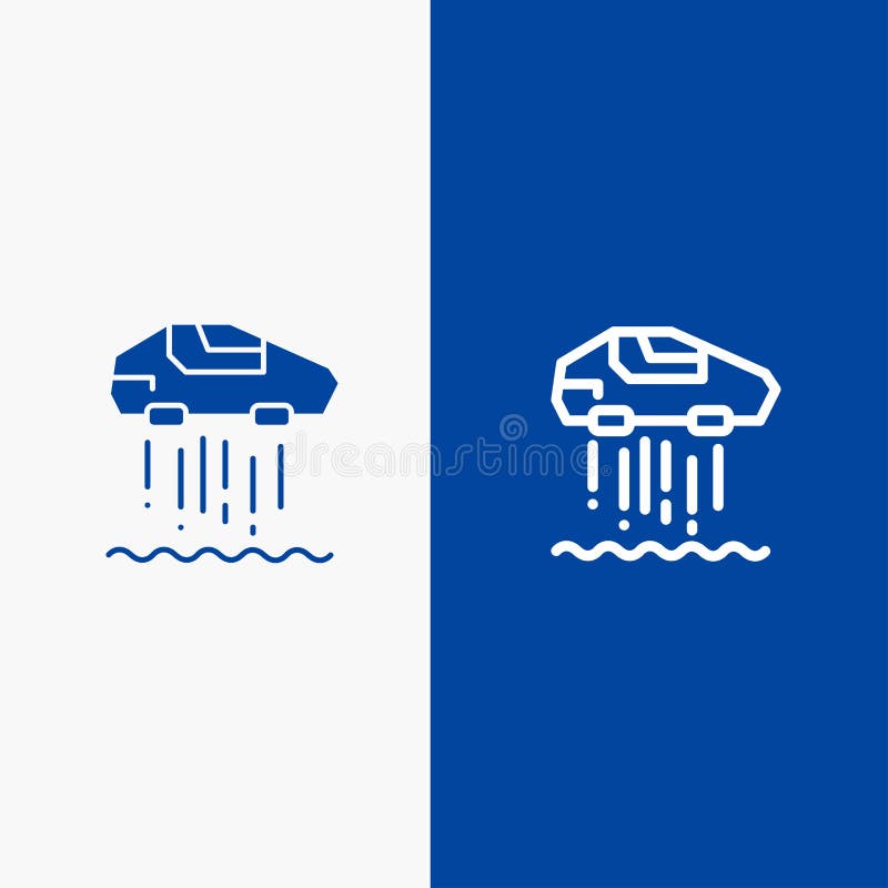 Hover Car, Personal, Car, Technology Line and Glyph Solid Icon Blue ...