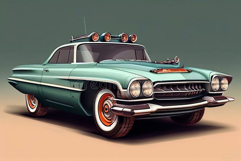 Hover Converted Classic Car Stock Illustration - Illustration of hover ...