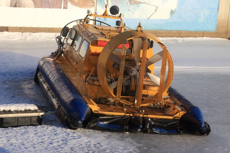 Hovercraft on Ice. Close-up Stock Image - Image of stopped, bladed ...