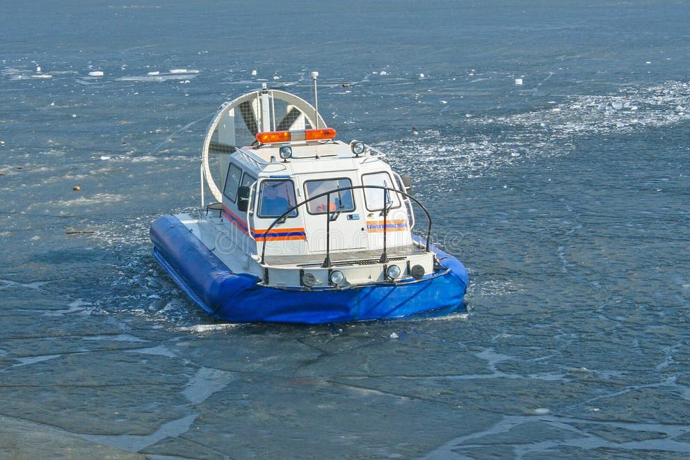 Hovercraft on the ice editorial image. Image of transportation - 96159565