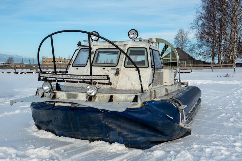 Hovercraft on Snow in Winter Landscape. Stock Image - Image of ...