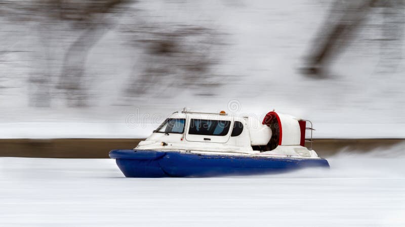 The Hovercraft Speeding Along the River Stock Photo - Image of ...
