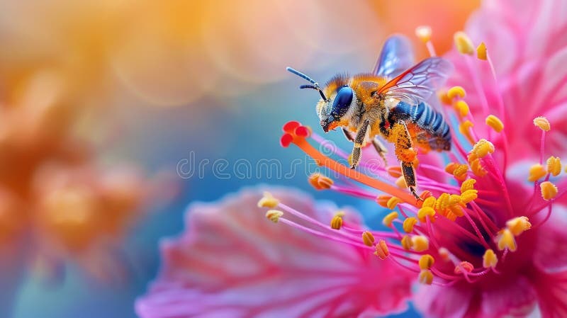 Hoverfly in Flight with Vibrant Flower, Photorealistic Details ...