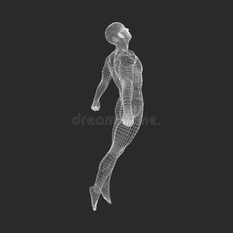 Hovering in Air. Man Floating in the Air. 3D Model of Man. Human Body ...