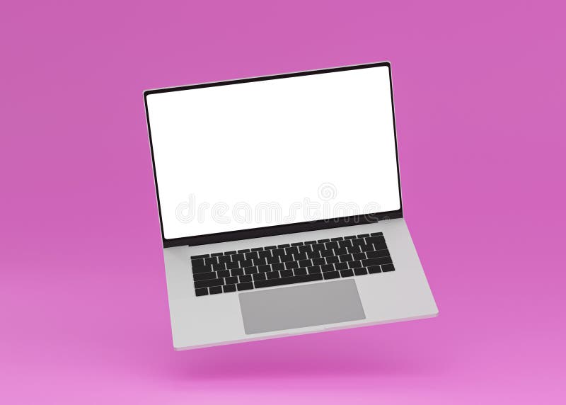 Flying Laptop Mock Up with Blank Screen Isolated Stock Vector ...