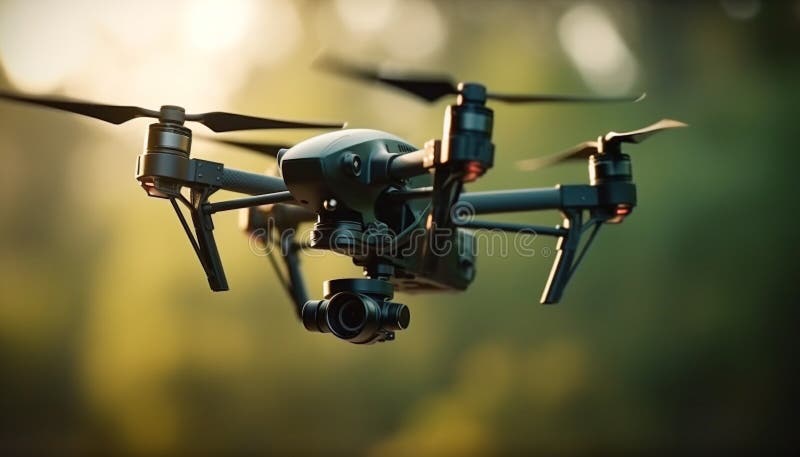 Hovering Drone Captures Aerial View of Nature Generated by AI Stock ...