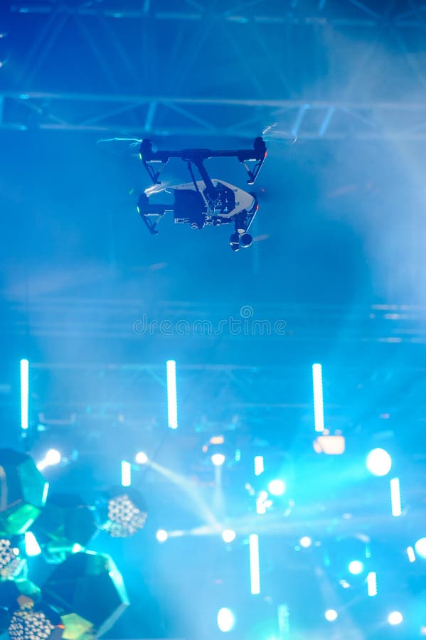 Hovering drone on stage stock image. Image of shoot, helping - 71726825