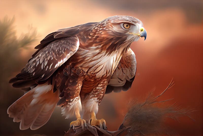 Hovering Hawk, Keeping Watch Over Its Stock Illustration - Illustration ...