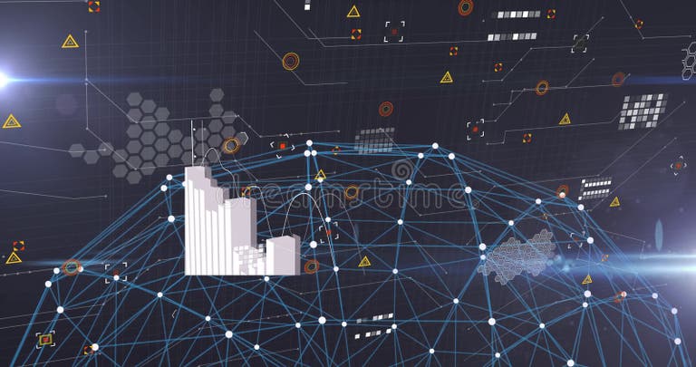 Hovering Network Mesh Projecting Blue Lines and Nodes in Virtual Hub ...