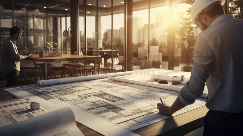 How Architects and Builders Map Out Masterpieces. Generative AI Stock ...