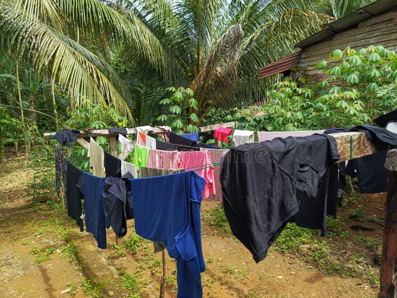 How Asians Dry Clothes in the Yard Stock Image - Image of clothes ...