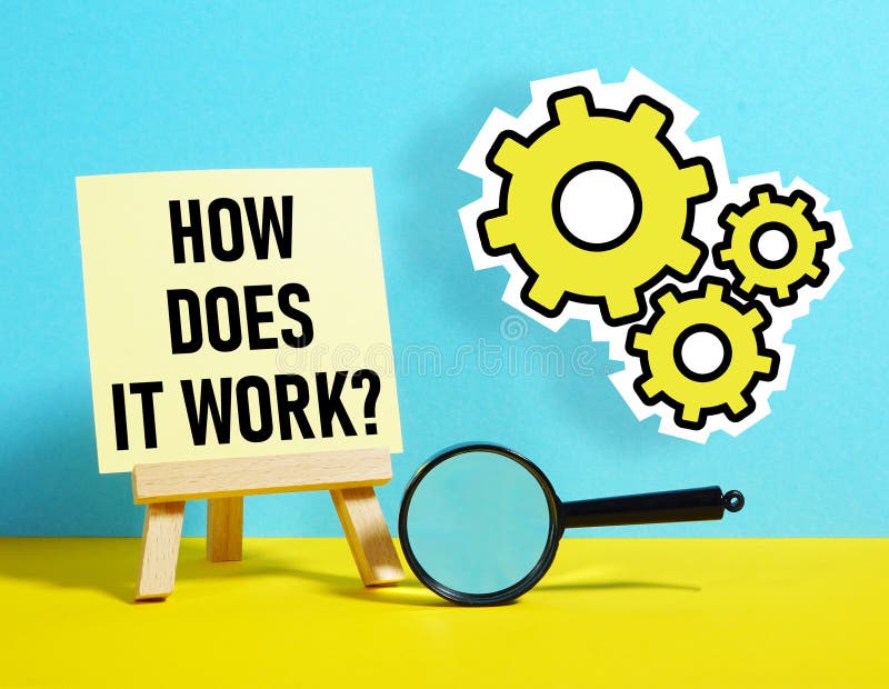 How Does it Work is Shown Using the Text and Picture of Gears Stock ...