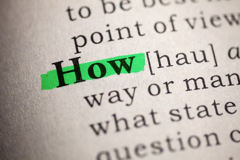 Definition of the word how stock image. Image of text - 153522099
