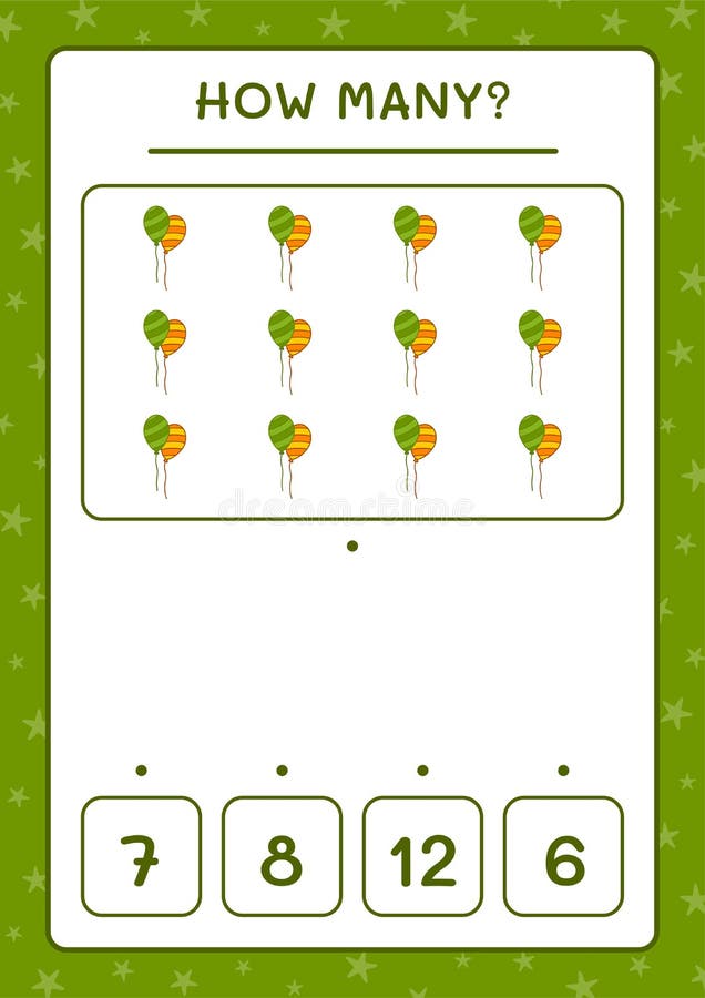 How Many Balloon, Game for Children. Vector Illustration Stock Vector ...