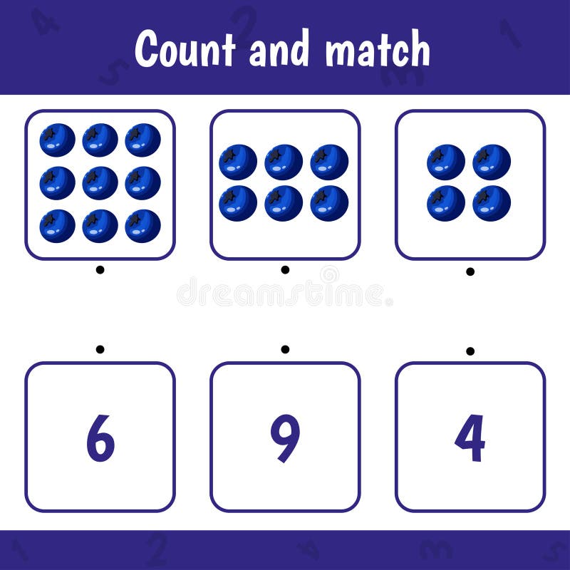 How Many Blueberries. Kids Activity Worksheet Stock Vector ...