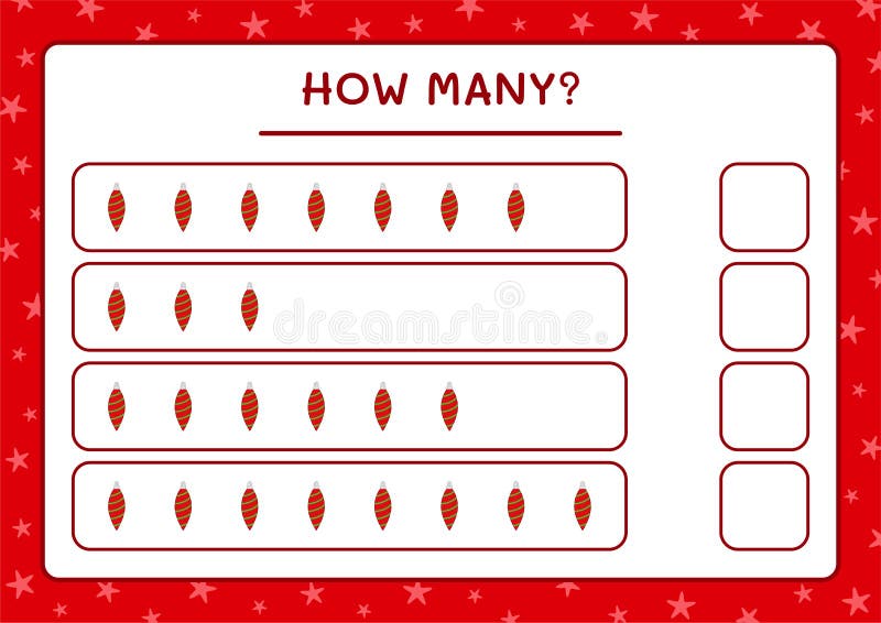 How Many Christmas Ornament, Game for Children. Vector Illustration ...