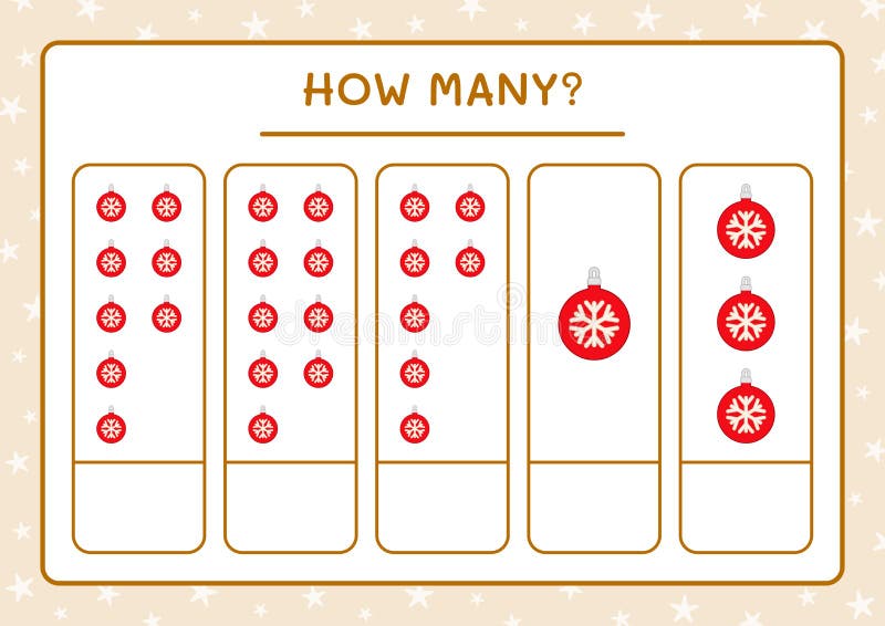 How Many Christmas Ornament, Game for Children. Vector Illustration ...
