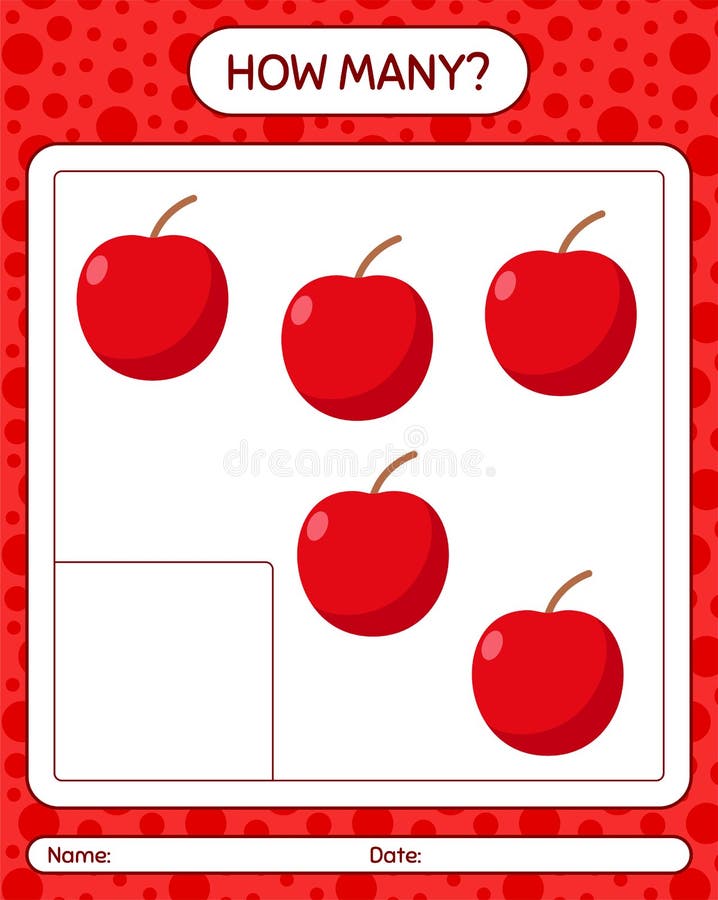 How Many Counting Game with Apple. Worksheet for Preschool Kids Stock ...