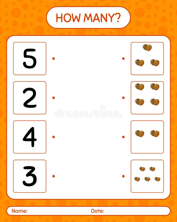 How Many Counting Game with Balloon. Worksheet for Preschool Kids, Kids ...