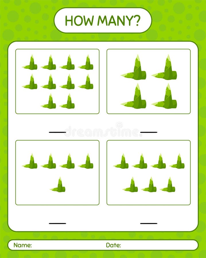 How Many Counting Game with Bamboo Shoot. Worksheet for Preschool Kids ...