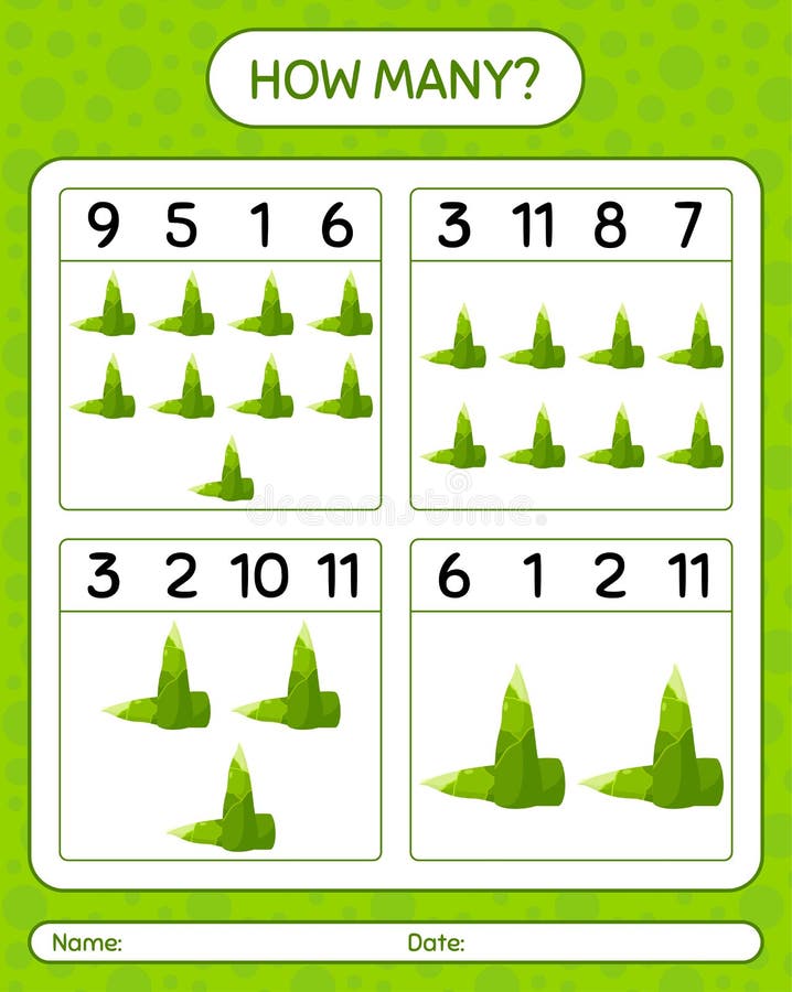 How Many Counting Game with Bamboo Shoot. Worksheet for Preschool Kids ...