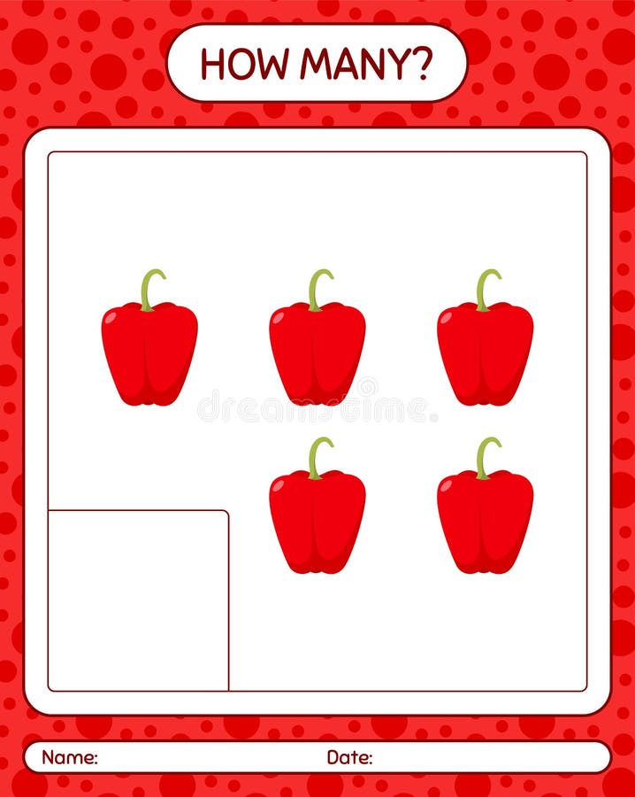 How Many Counting Game with Bell Pepper. Worksheet for Preschool Kids ...