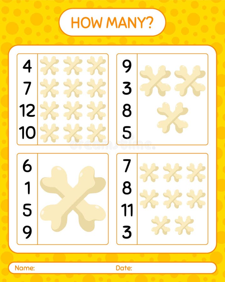 How Many Counting Game with Bone. Worksheet for Preschool Kids, Kids ...