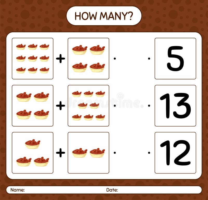 How Many Counting Game with Bowl of Dates. Worksheet for Preschool Kids ...