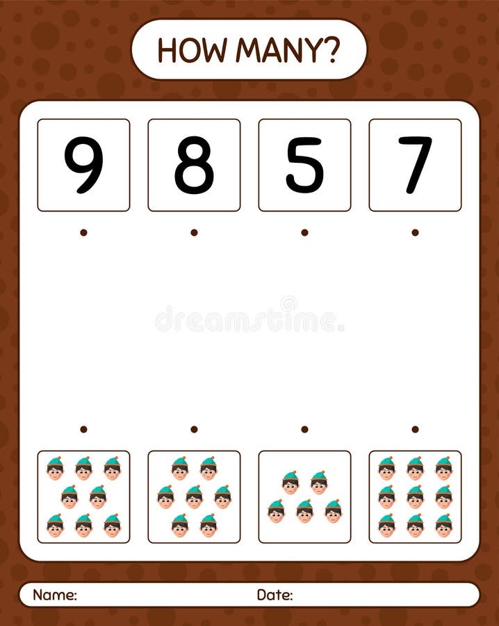 How Many Counting Game with Boys. Worksheet for Preschool Kids, Kids ...