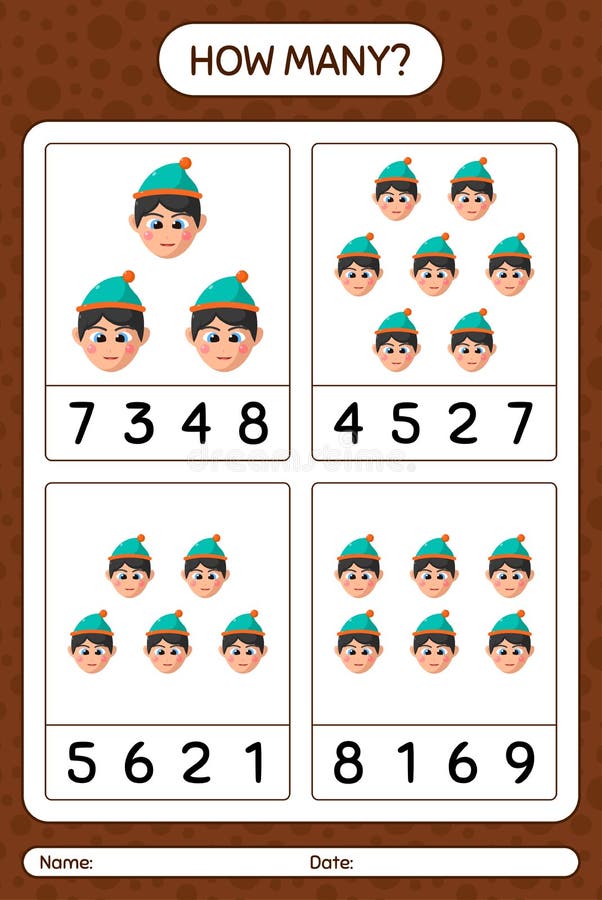 How Many Counting Game with Boys. Worksheet for Preschool Kids, Kids ...